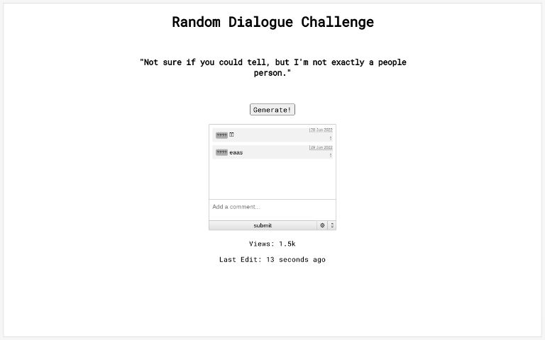 Random Dialogue Challenge ― Perchance Generator