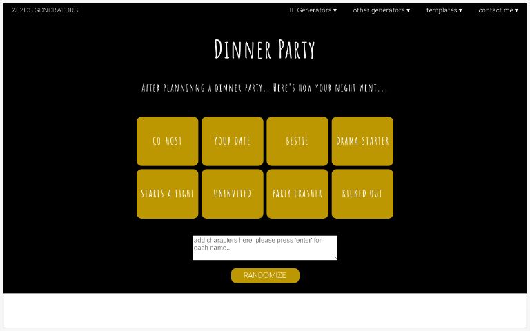 Dinner Party ― Perchance Generator