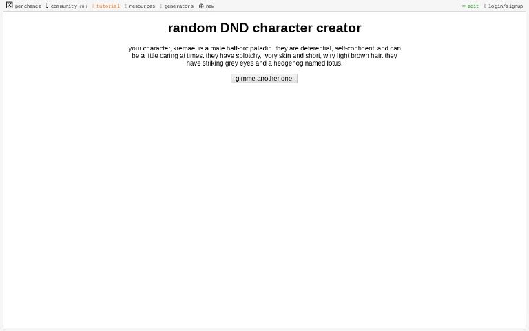 random DND character creator ― Perchance Generator