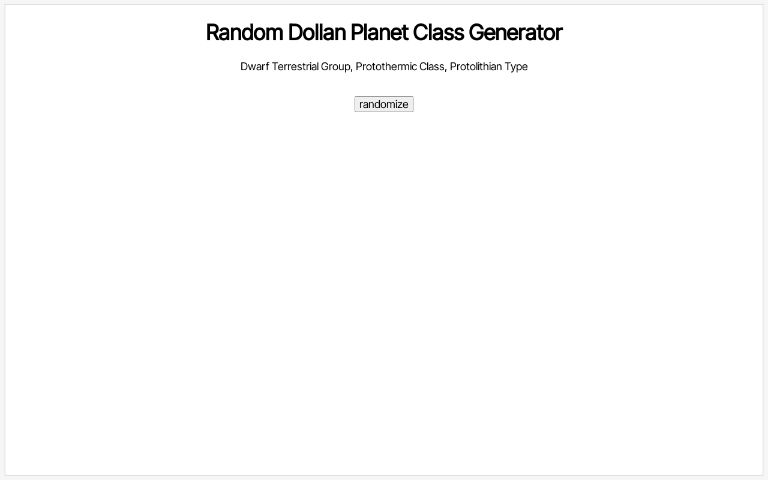 Random Dollan Planet Class Generator