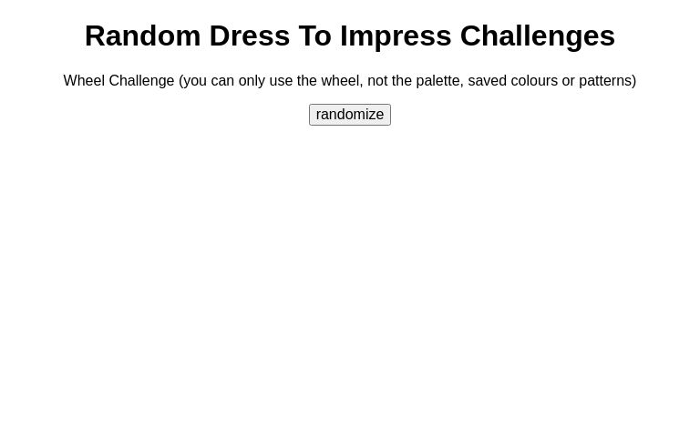 Random Dress To Impress Challenges ― Perchance Generator