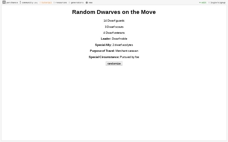 Random Dwarves on the Move ― Perchance Generator