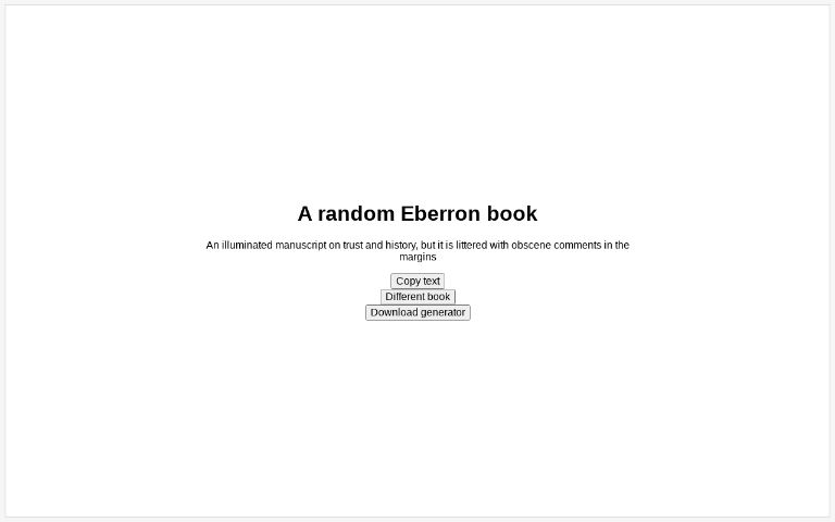 A random Eberron book ― Perchance Generator