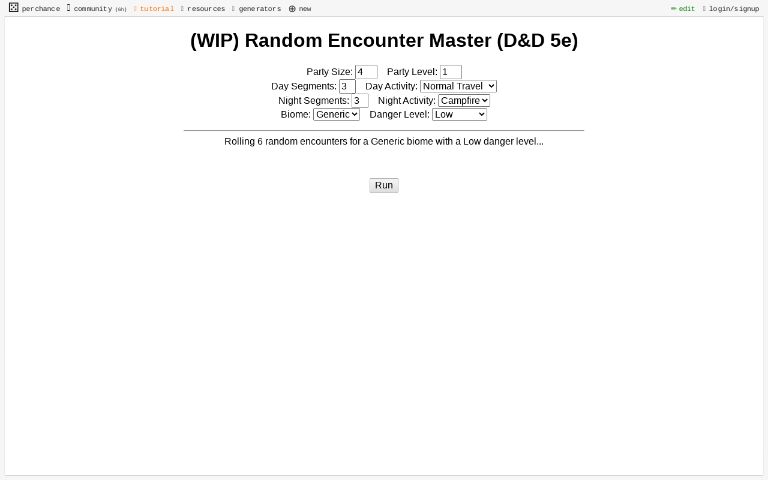 (WIP) Random Encounter Master (D&D 5e) ― Perchance Generator