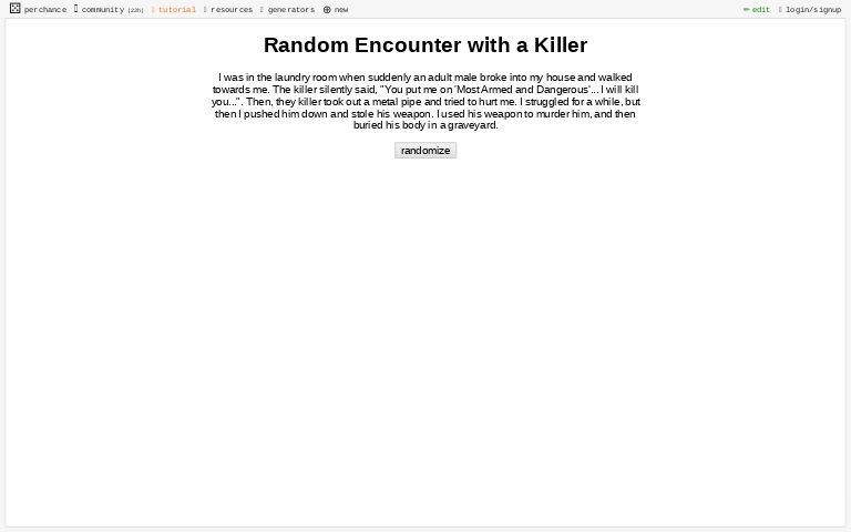 Random Encounter with a Killer ― Perchance Generator