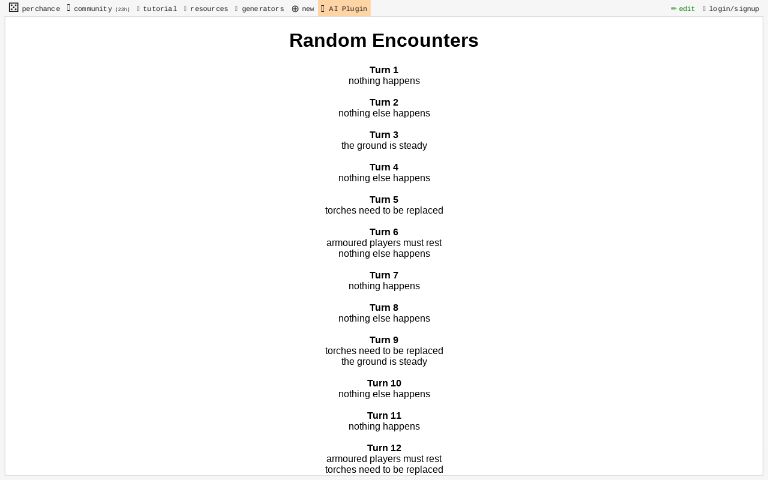 Random Encounters ― Perchance Generator