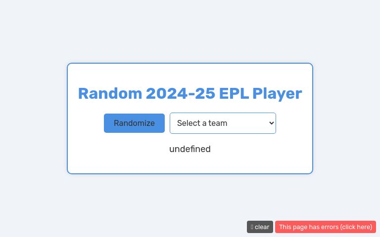 Random 2024-25 EPL Player ― Perchance Generator