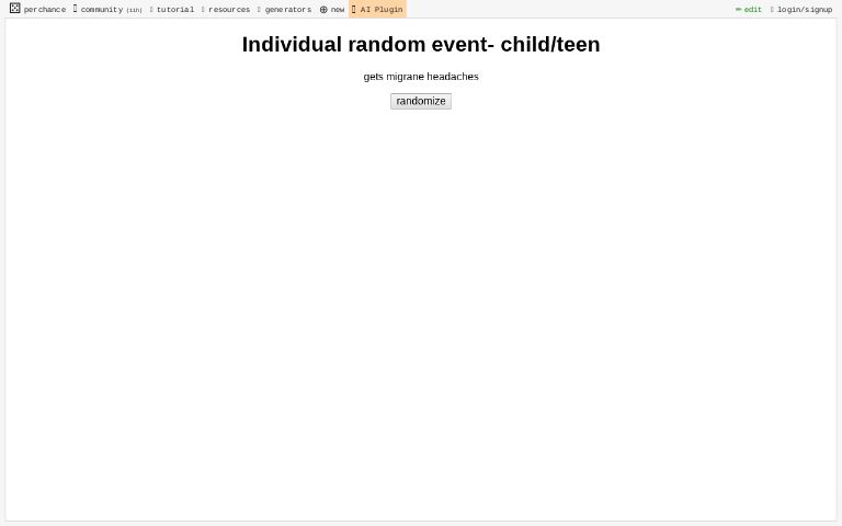 Individual random event- child/teen ― Perchance Generator