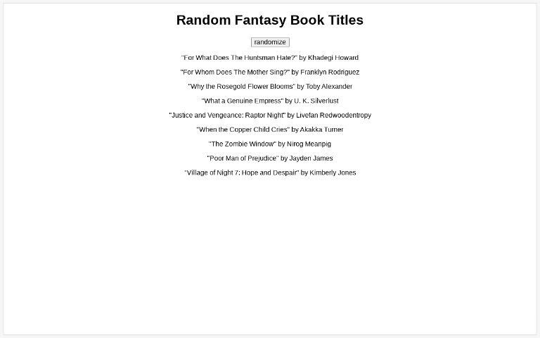 Random Fantasy Book Titles ― Perchance Generator