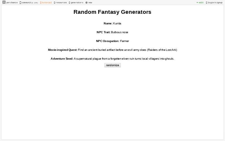 Random Fantasy Generators