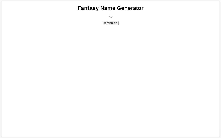 Fantasy Name Generator