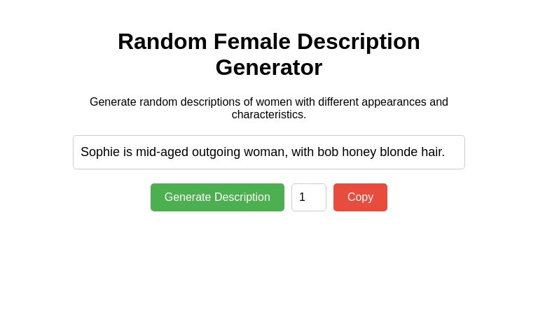 Random Female Description Generator
