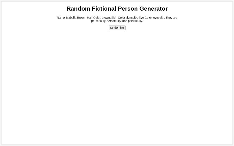 Random Fictional Person Generator