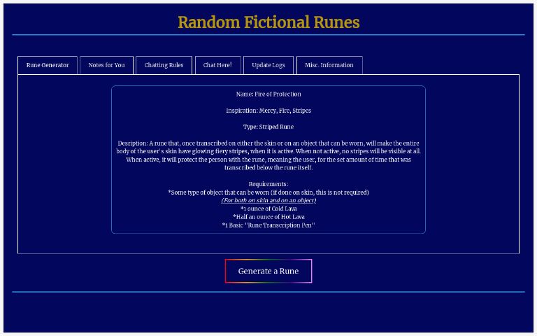 Random Fictional Runes ― Perchance Generator