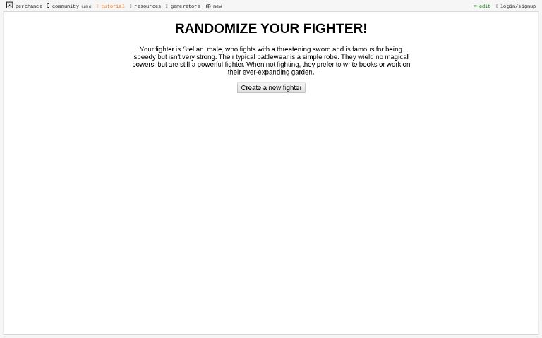 RANDOMIZE YOUR FIGHTER! ― Perchance Generator