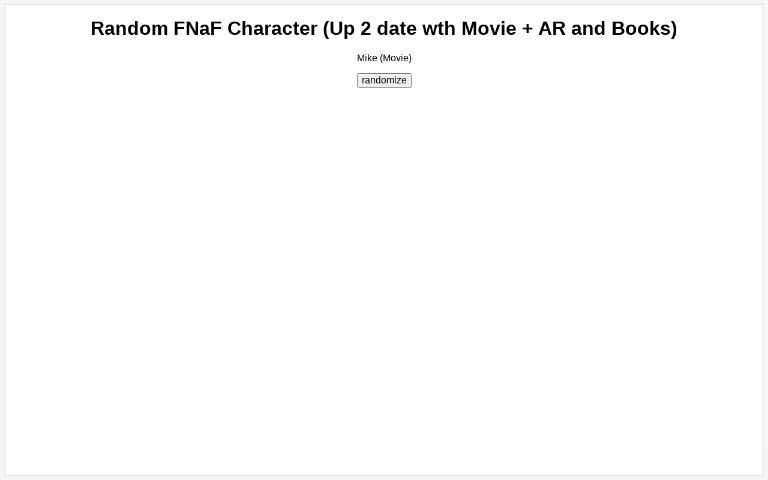 Random FNaF Character (Up 2 date wth Movie + AR and Books) ― Perchance ...