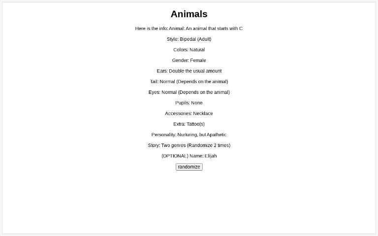 Animals ― Perchance Generator
