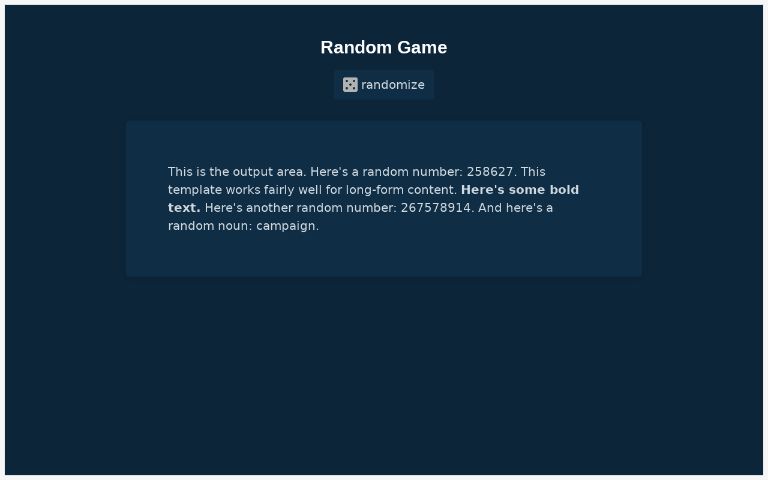 Random Game ― Perchance Generator