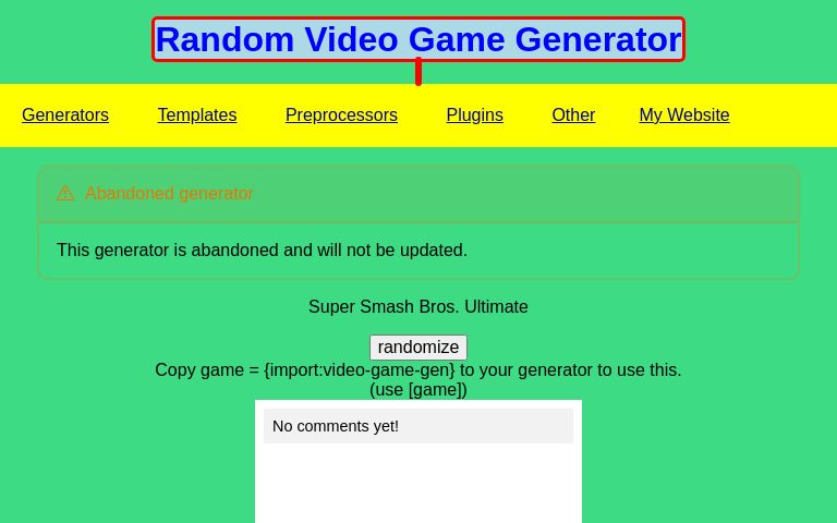 Random Video Game Generator