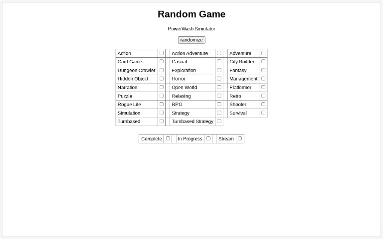 Random Game ― Perchance Generator