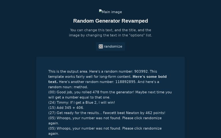Random Generator Revamped