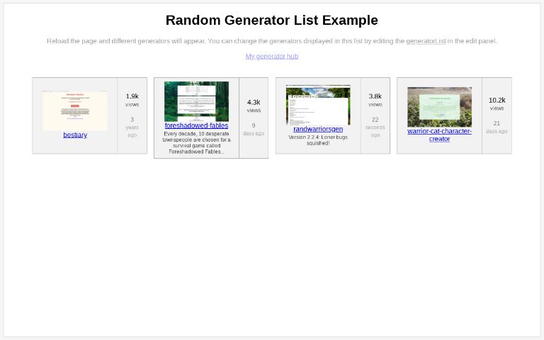 Random Generator List Example
