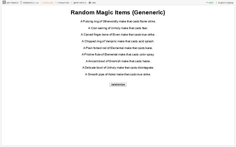 Random Magic Items (Geneneric) ― Perchance Generator