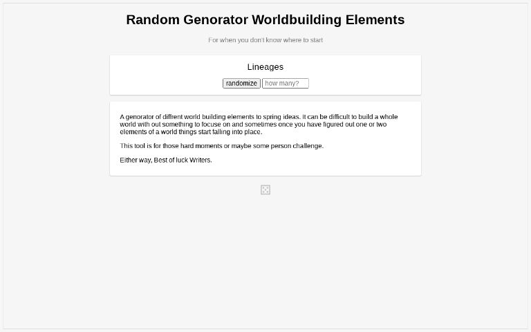 Random Genorator Worldbuilding Elements ― Perchance Generator