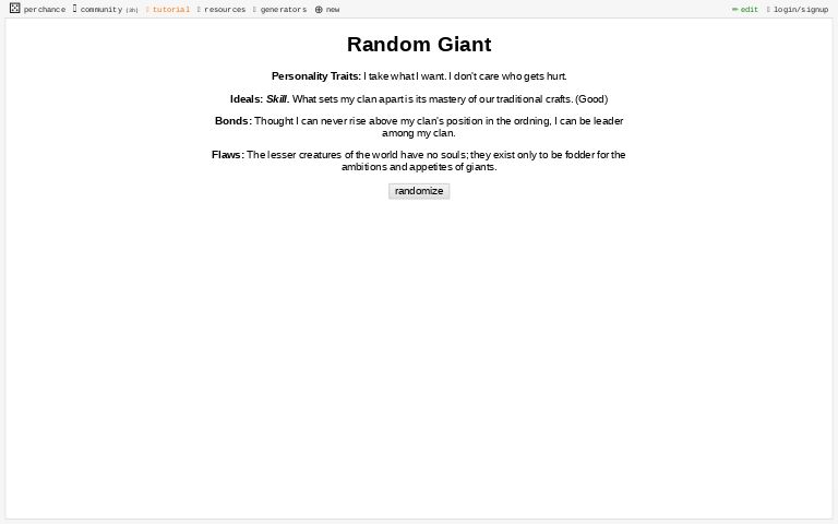 Random Giant ― Perchance Generator