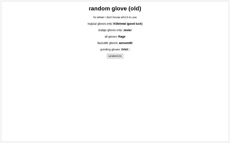 random glove (old) ― Perchance Generator