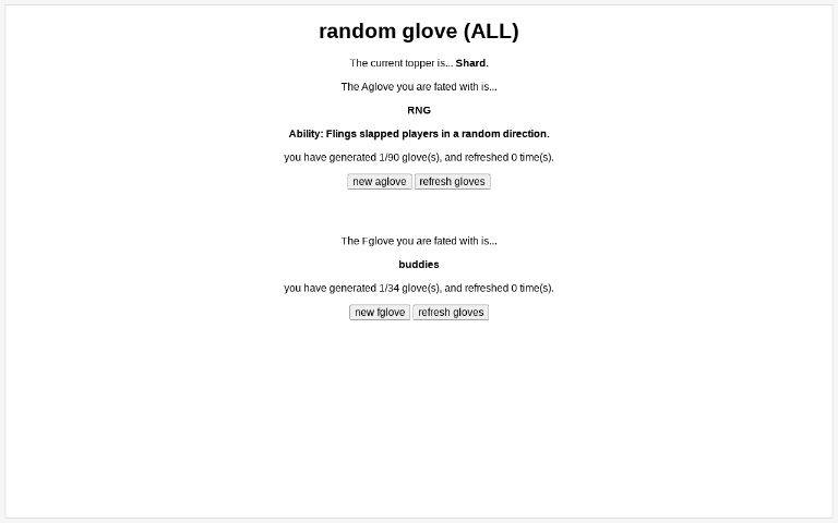 Random Glove All ― Perchance Generator