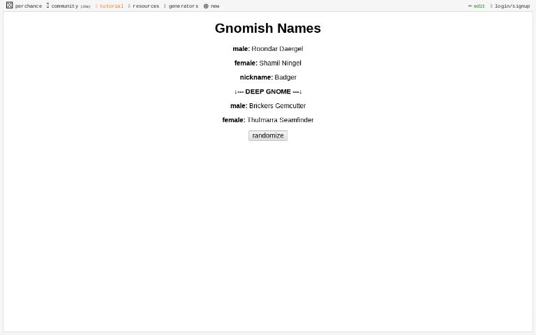 Gnomish Names ― Perchance Generator