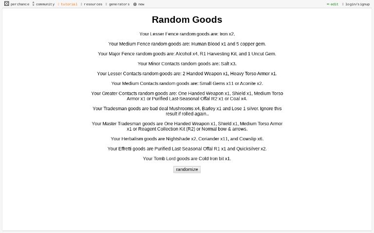 Random Goods ― Perchance Generator