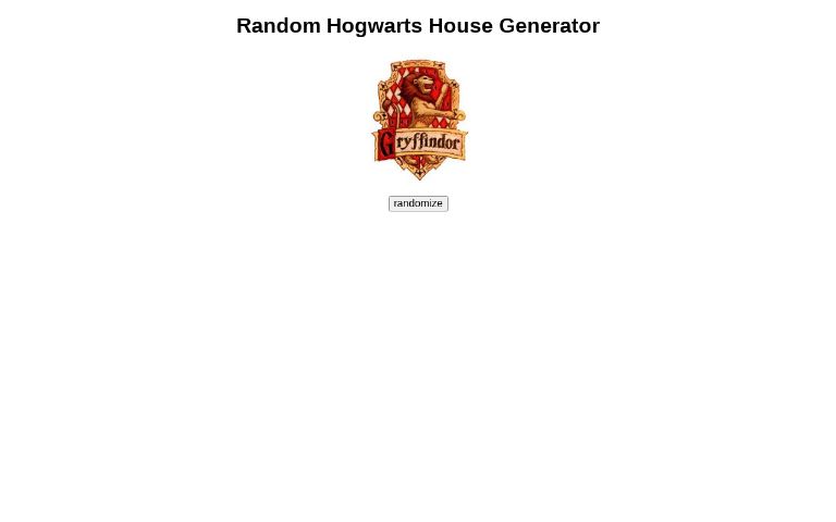 Random Hogwarts House Generator