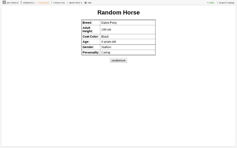 Random Horse ― Perchance Generator