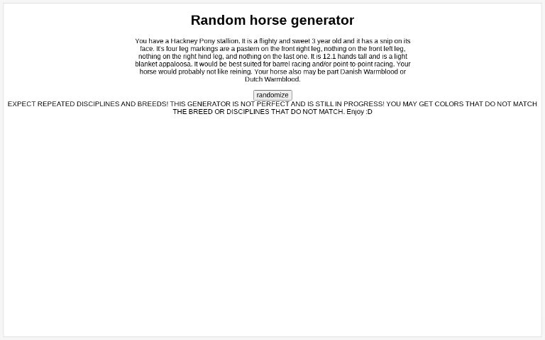 Random horse generator