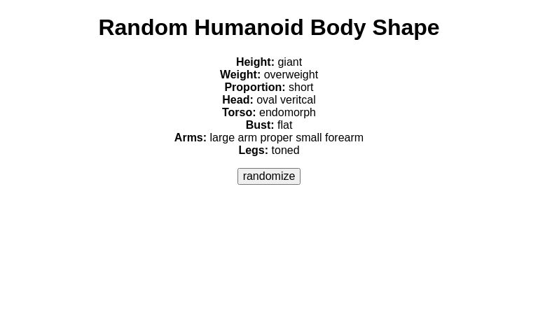 Random Humanoid Body Shape ― Perchance Generator