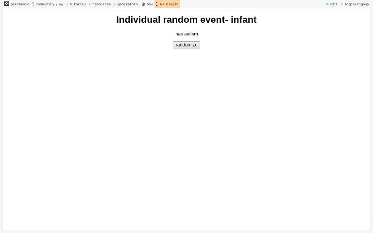 Individual random event- infant ― Perchance Generator