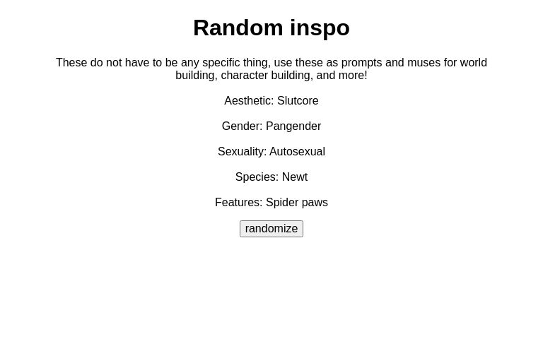 Random inspo ― Perchance Generator
