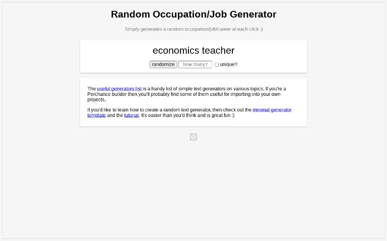 Random Occupation/Job Generator