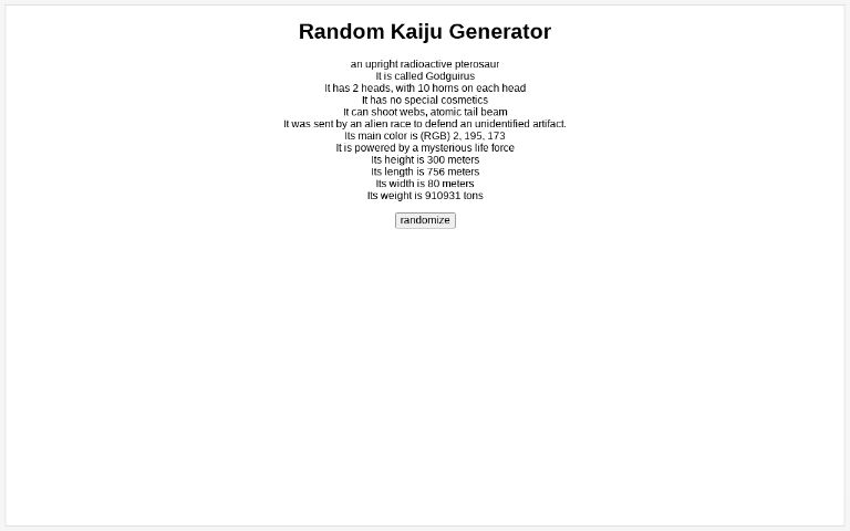 Random Kaiju Generator