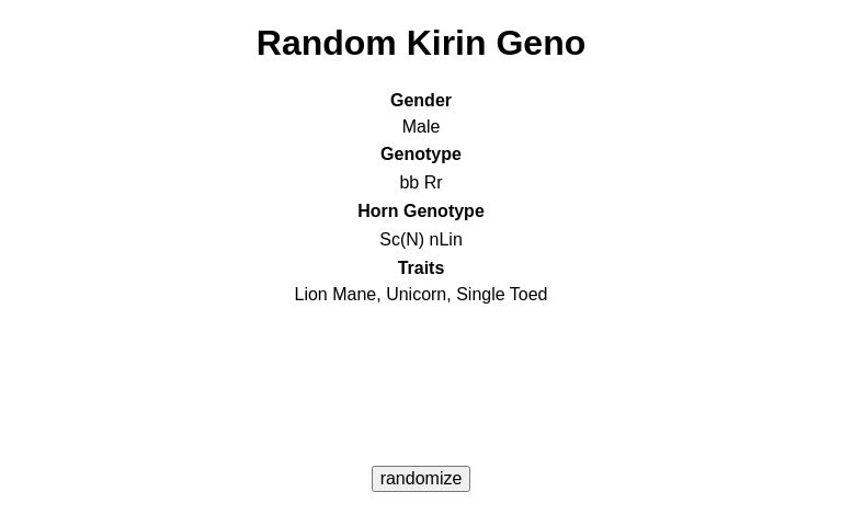 Random Kirin Geno ― Perchance Generator