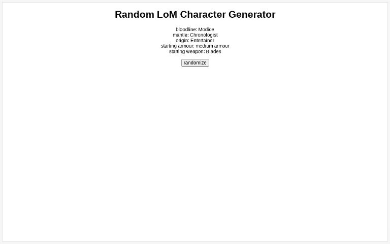Random LoM Character Generator