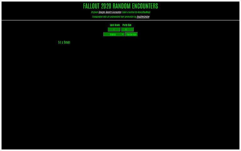 Random Loot Fallout 2d20 ― Perchance Generator