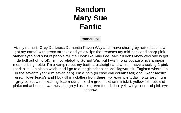 Random Mary Sue Fanfic ― Perchance Generator