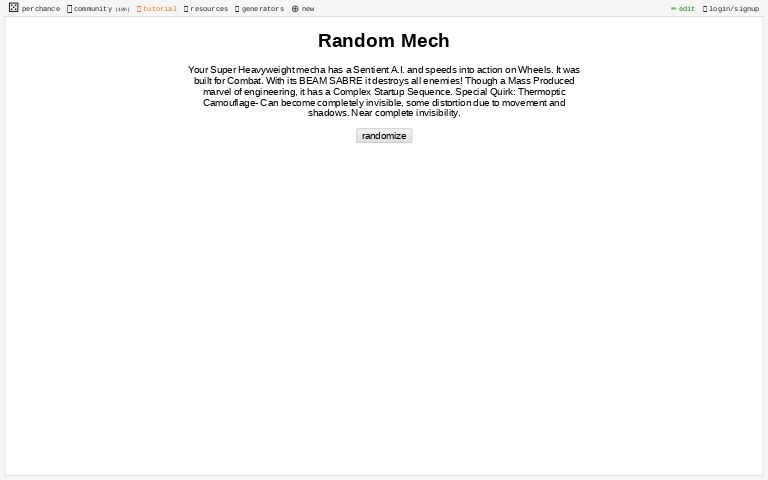 Random Mech ― Perchance Generator