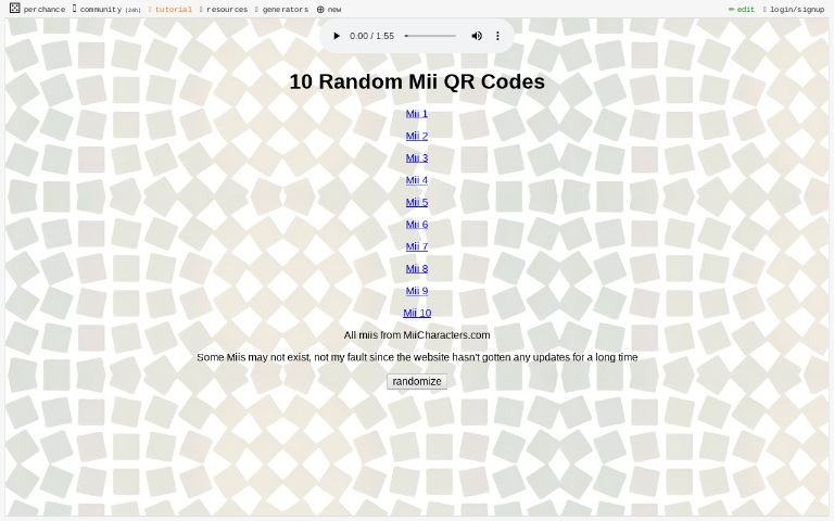 10 Random Mii QR Codes ― Perchance Generator