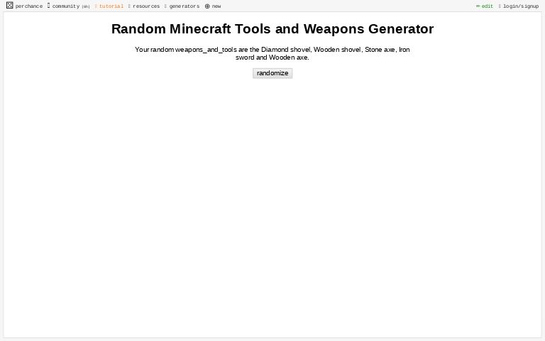 Random Minecraft Tools and Weapons Generator