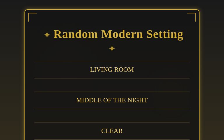 Random Modern Setting ― Perchance Generator