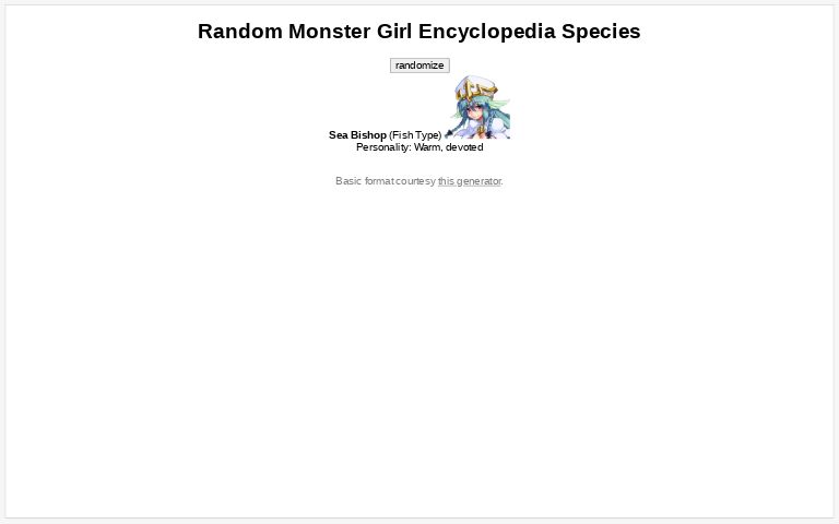 Random Monster Girl Encyclopedia Species ― Perchance Generator
